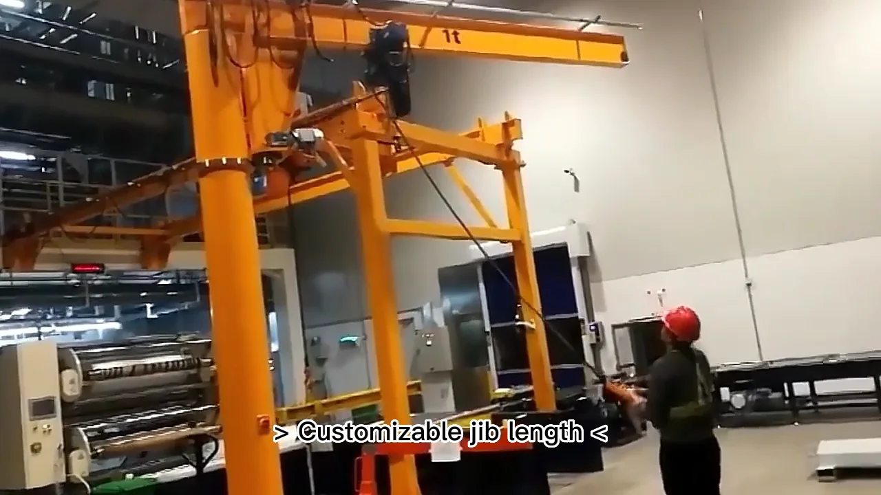 5t Jib Column Pillar Mounted Crane With Electric Chain Hoist Or Wire ...