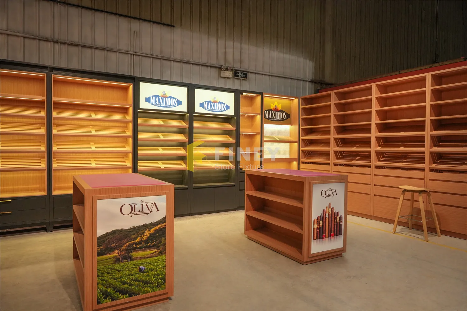 Custom Cigar Store Interior Design - Wood & Glass Displays