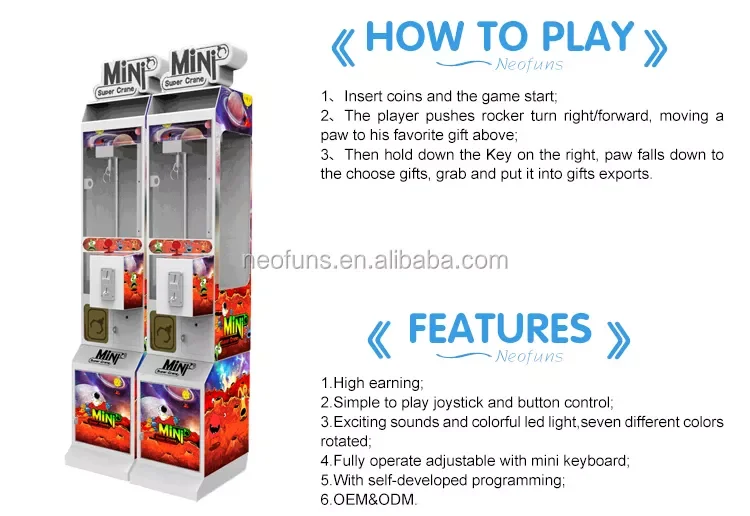 Super Mini Crane - Coin Operated Arcade Game Gift Machine