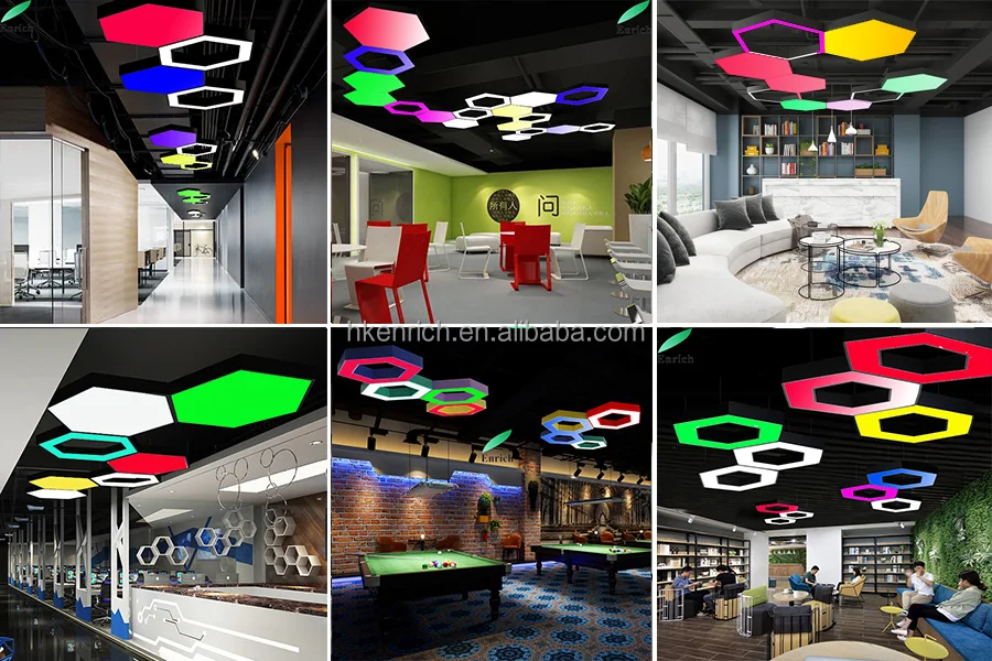 Simple Decorative Solid Led Hexagonal Hanging Lamps White/black/silver ...