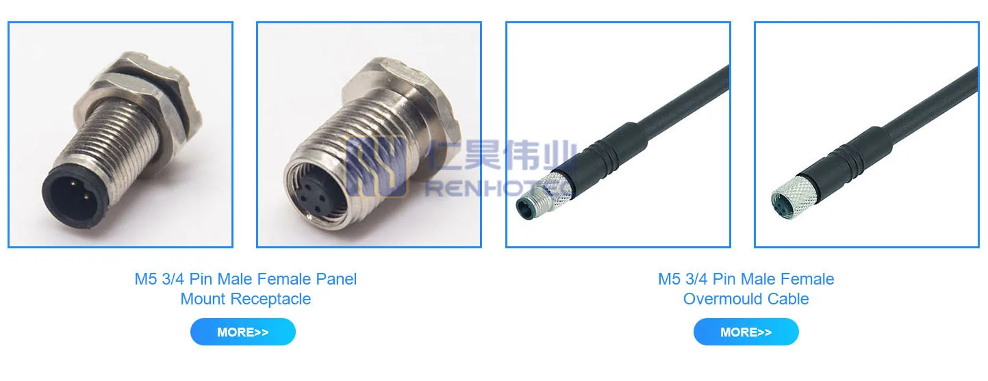 M5 Connector Board Wall Panel Mount Cable for Waterproof M8