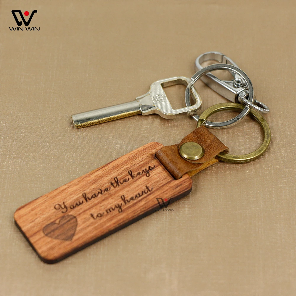 Koa Walnut Wood Leather Keychain - Custom Made Promotional Gift