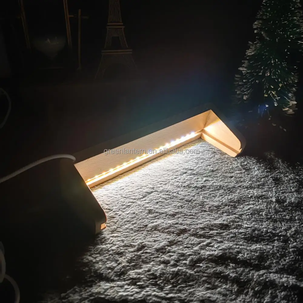 Led Wooden Base Display Stand U-shaped Photo Frame Acrylic Art Light ...