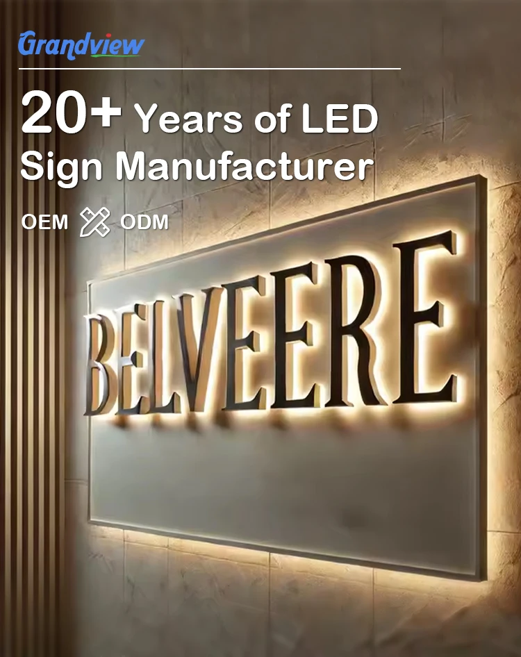 Wall Hanging Golden Color Anti-Rust Steel Backlit LED Metal Letter Sign ...