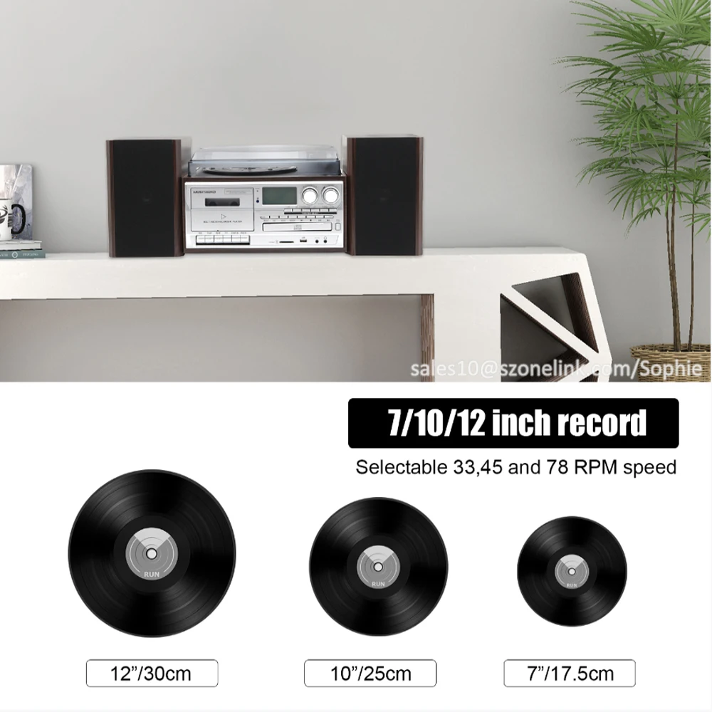 All In One Vinyl Record Turntable Music System With Usb Sd Bluetooth ...