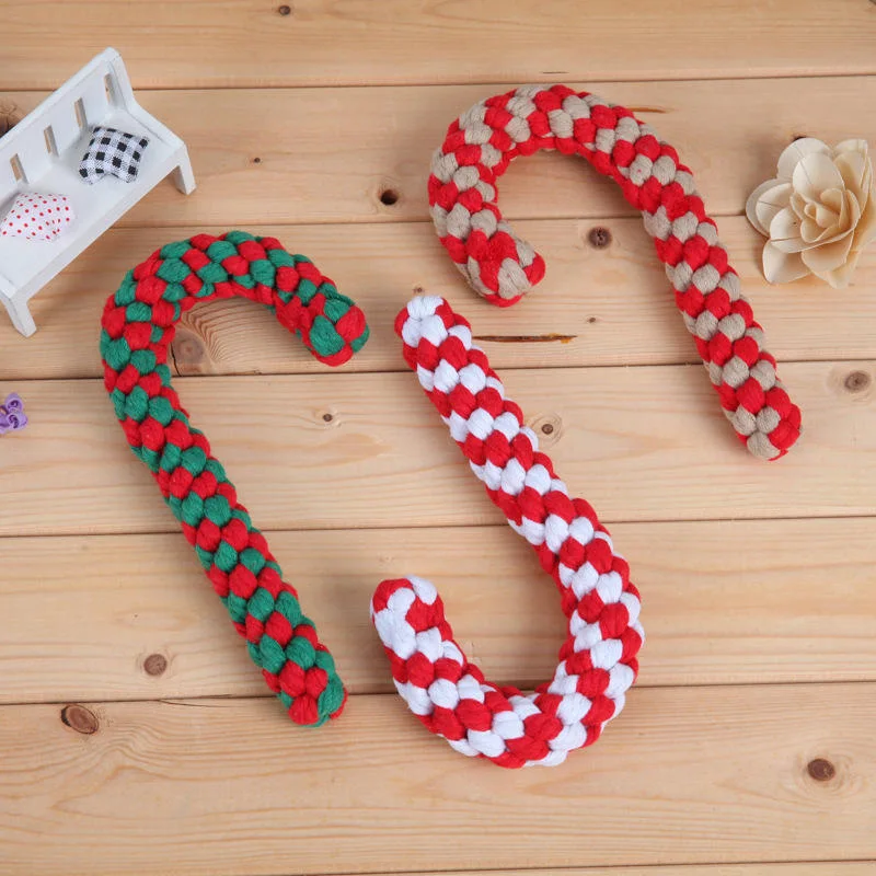Low Moq Christmas Rope Dog Toys Xmas Walking Stick Shape Teeth Juguete ...