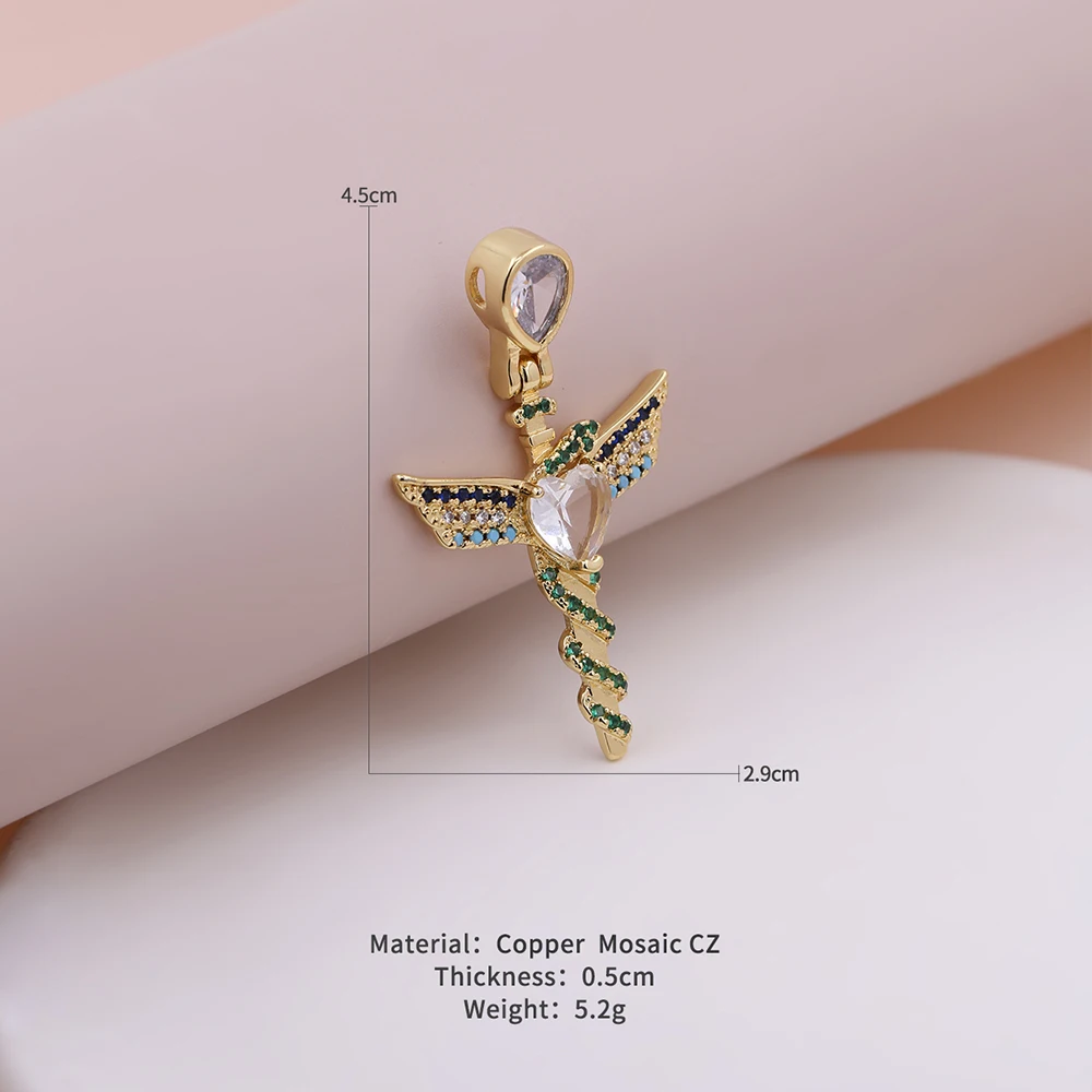 Gorgeous Snake Twining Cross Design Heart Zircon Custom Pendant 24k ...