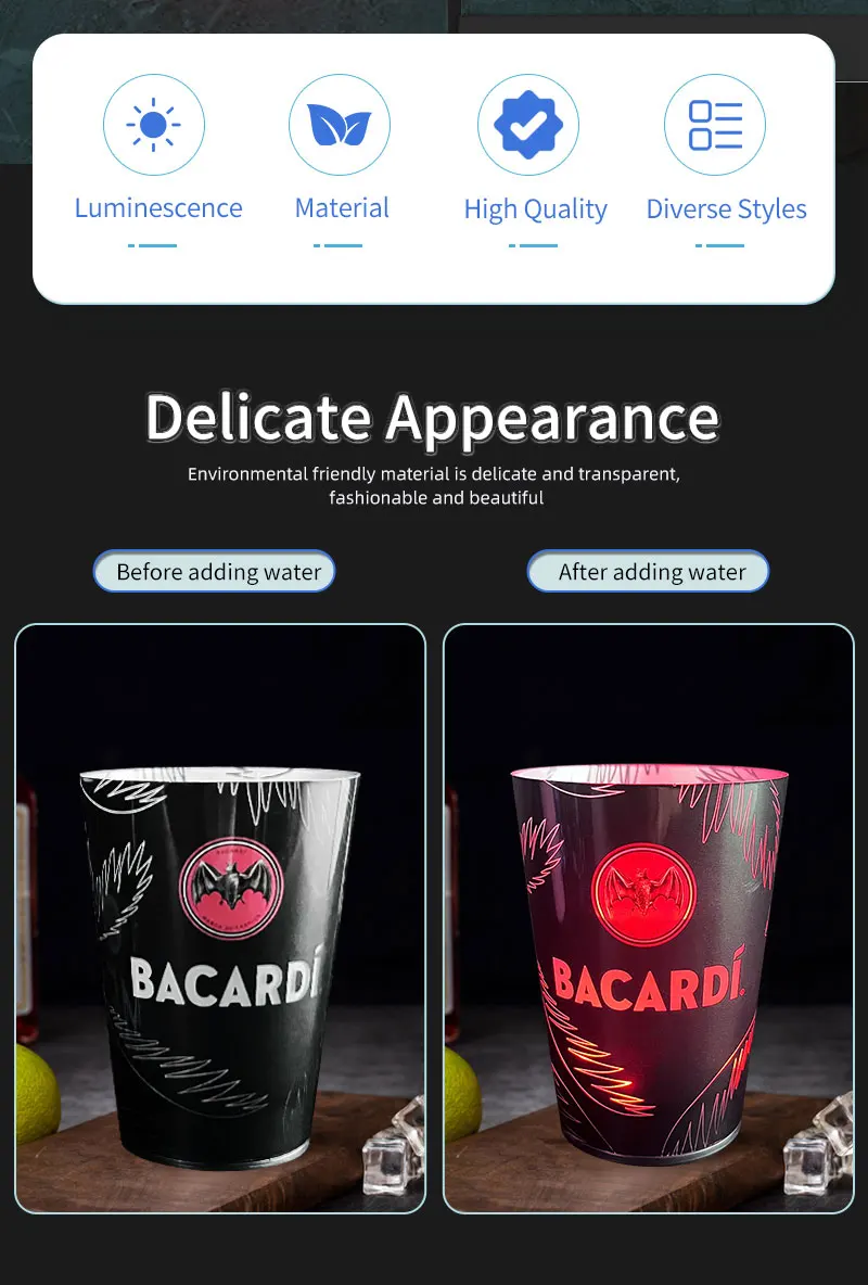 16oz 450ml Plastic Glowing Flashing Light Up Cup Multicolor Led Cup For ...