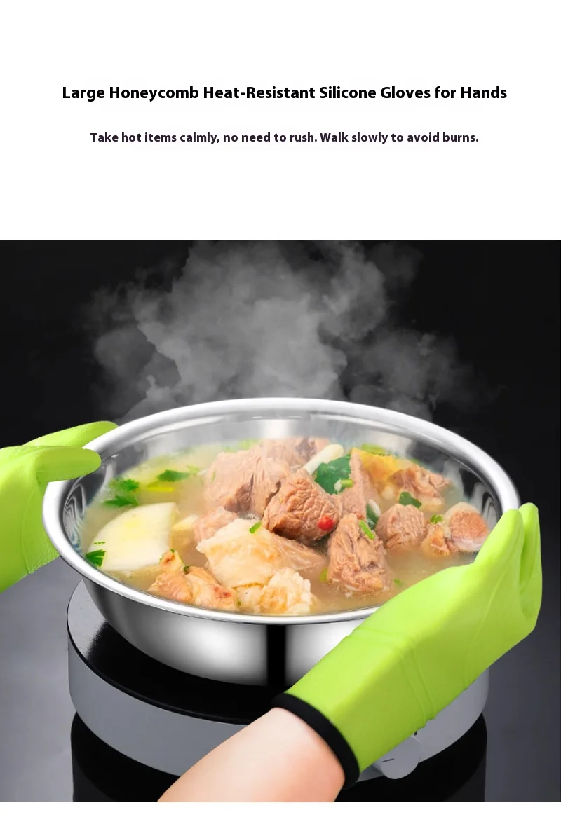Printed Heat Resistant Silicone Oven Mitt Flexible Kitchen Oven Glove ...