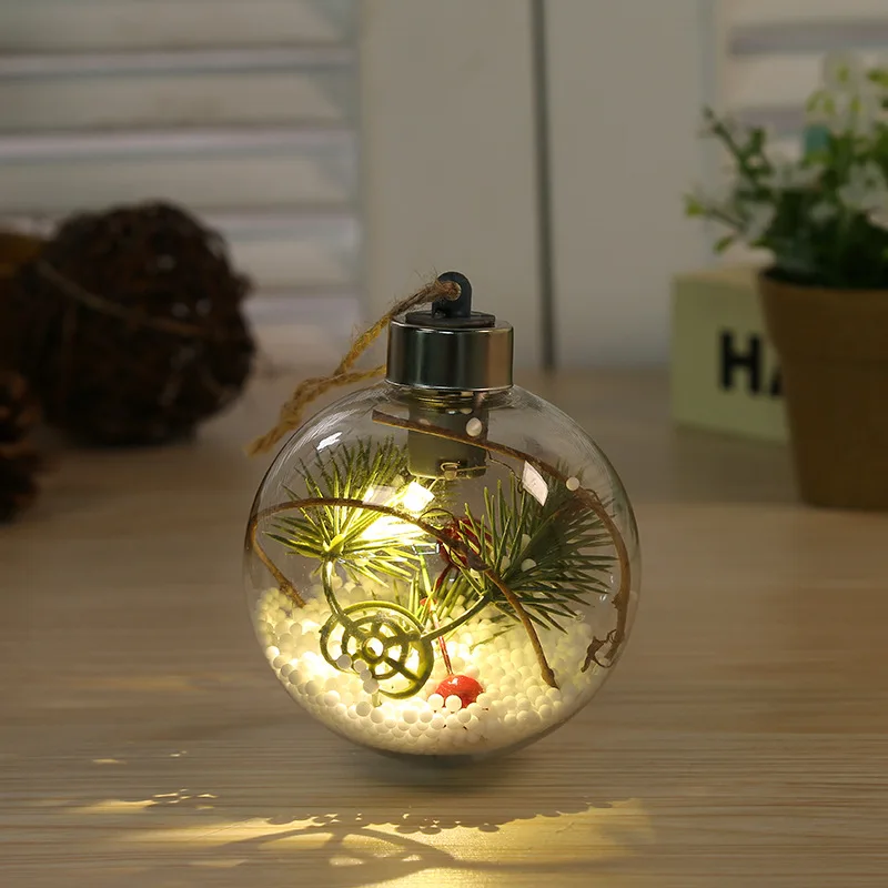 Innovative 80mm LED Light Plastic Transparent Christmas Ball Holly Pick ...
