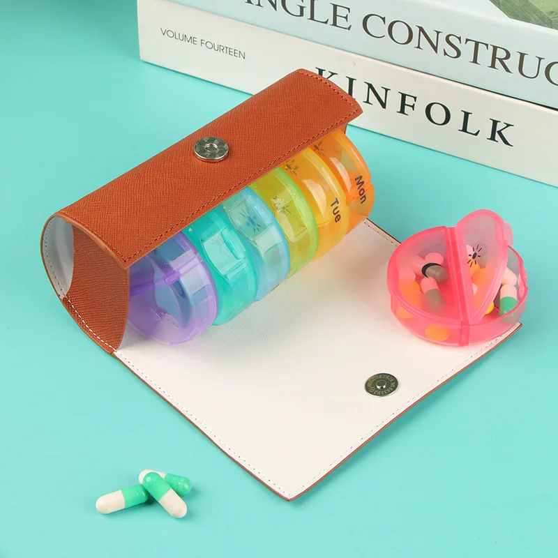 Seven-day Portable Detachable Plastic Pill Box Round Mini Travel ...