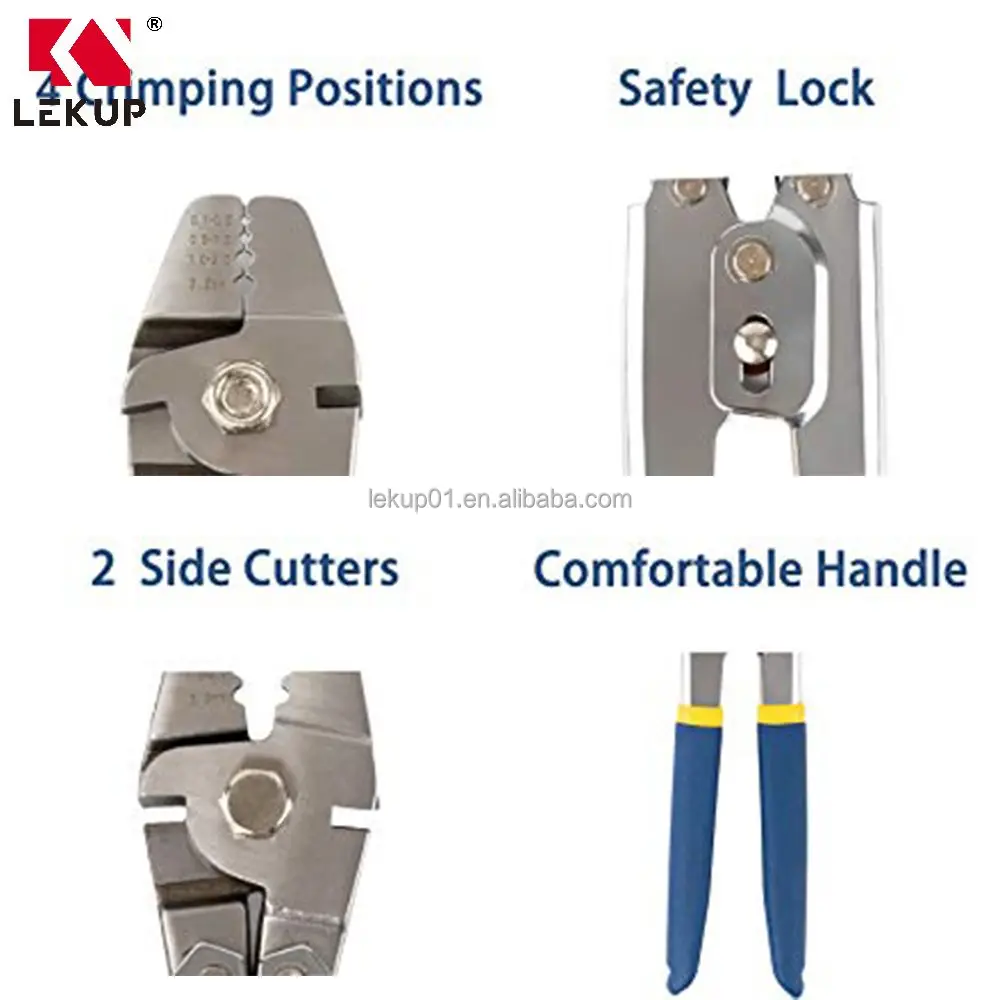 Stainless Steel Crimper Wire Rope Crimping Swaging Tool Cable Crimps up ...