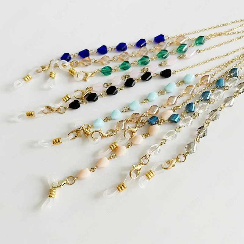 REWIN 2024 Trendy Glass Beads Men Women Crystal Glasses Chain ...
