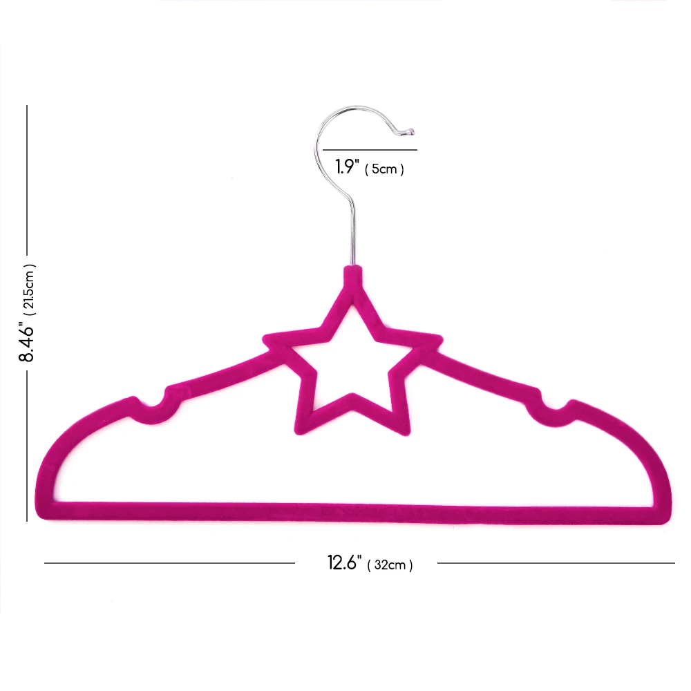 Colorful High Quality Kids Velvet Hangers Star Shaped Kids Clothes ...