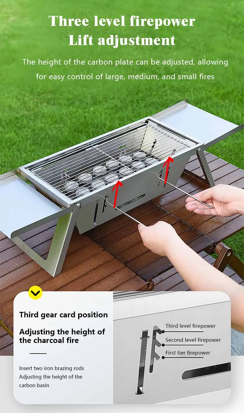 Portable Folding Barbecue Rack with Galvanized Metal BBQ Grill Tool Set ...