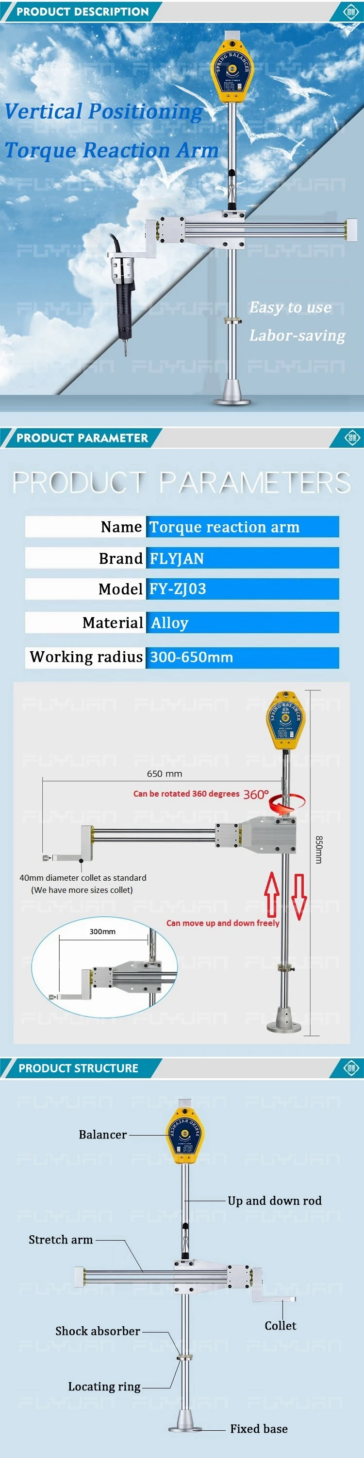 FLYJAN Holder With Shockless Stand Torque Linear Reaction Arms Electric ...