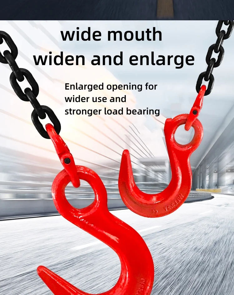 Customizable Color G80 Manganese Steel Industrial Chain Hook with Black ...