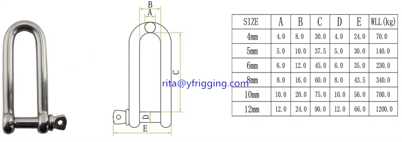Stainless Steel Long D Shackle With Screw Pin Boat Fittings Shackles ...