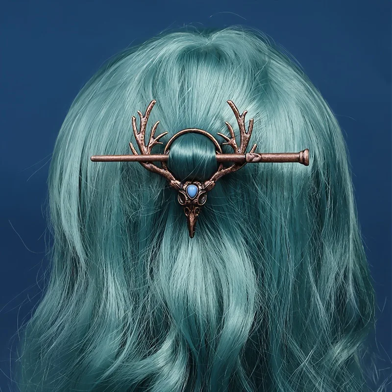 Gothic Vintage Hair Prong Raven Skeleton Moonstone Antler Hairpin ...