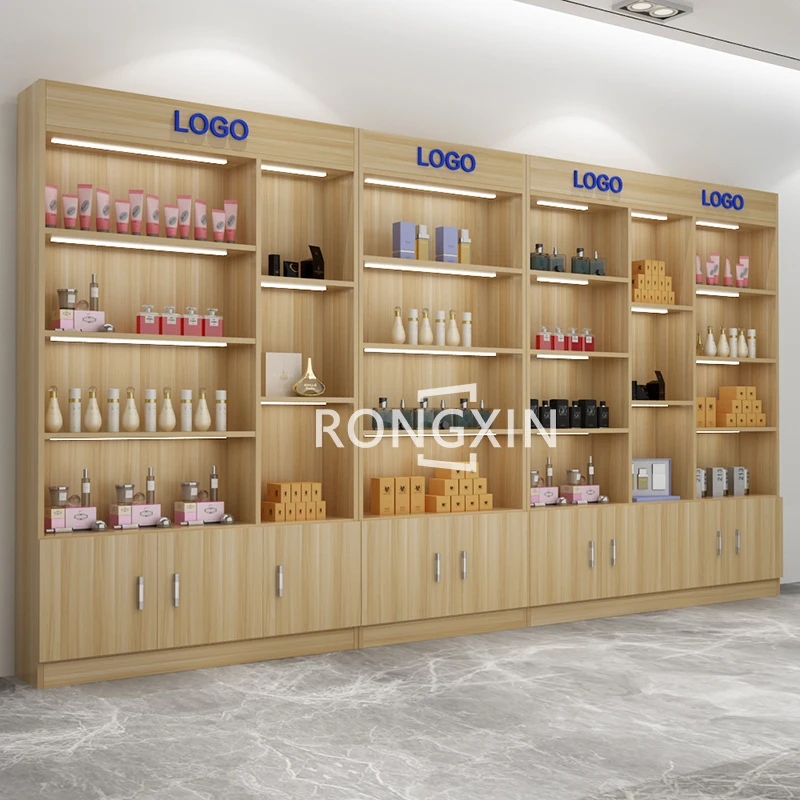 Customized Pink Wig Wall Shelf for Beauty Salon – Modern Makeup Display ...