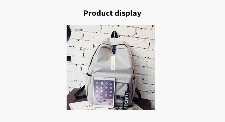 2023 Korean Simple Letter Backpack Canvas Zipper Student's Large Red ...