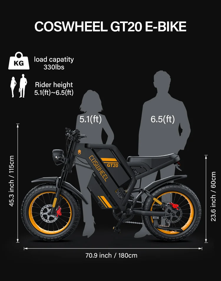 Coswheel GT20 E Bike - 1500W Power, 20 Inch Folding Bike