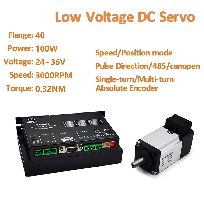 M40w10p07h Dc Servo Motor 40mm Flange Servo Driver Agv High Speed Low ...