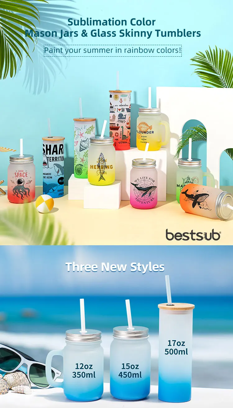 Bestsub Wholesale Sublimation Blanks - Frosted Glass Tumblers