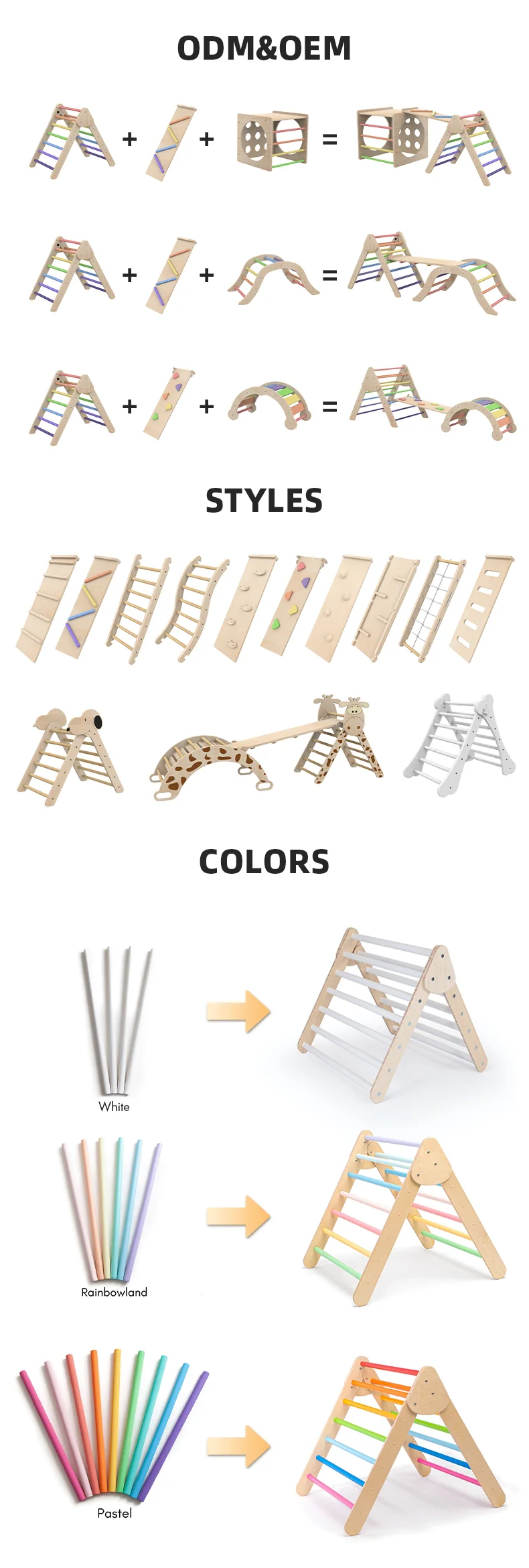 Pickle Triangle Wood Baby Gym Climbing Triangle Set Of 3 Montessori ...