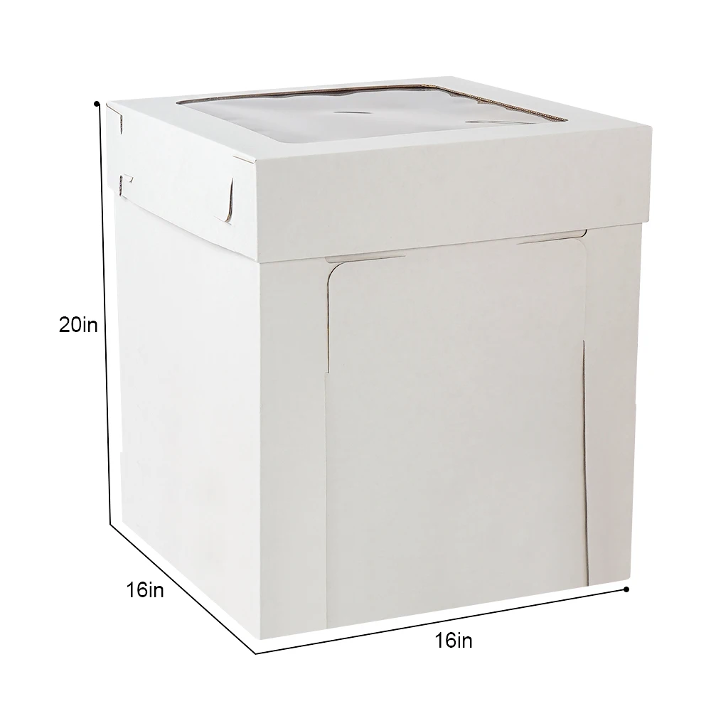 Custom 12 Inch Cake Boxes with Window - White Cardboard