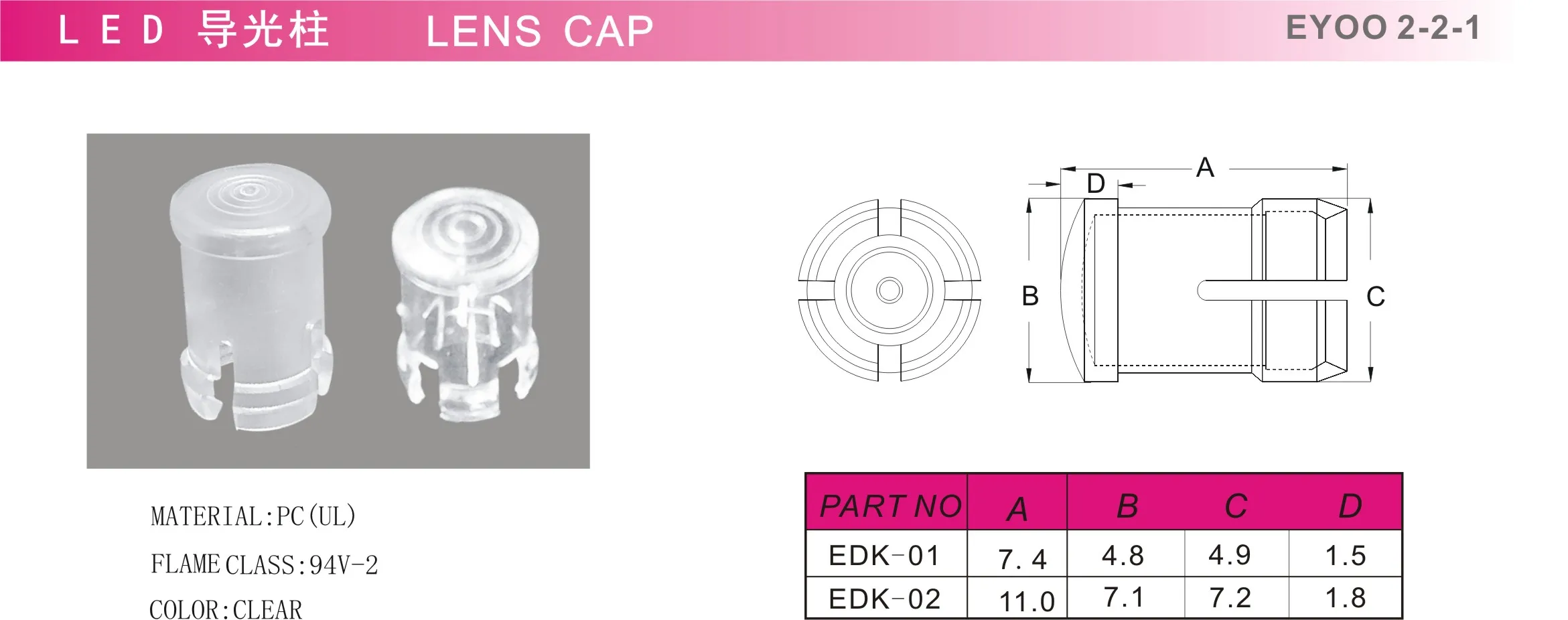 Transparent LED Lens Cover - 5mm F5 Light-Emitting Diode