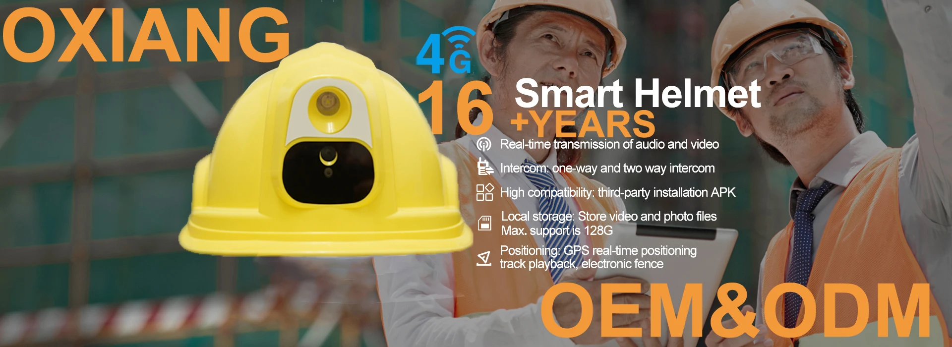 4G Wifi GPS Smart Safety Helmet Camera for Construction