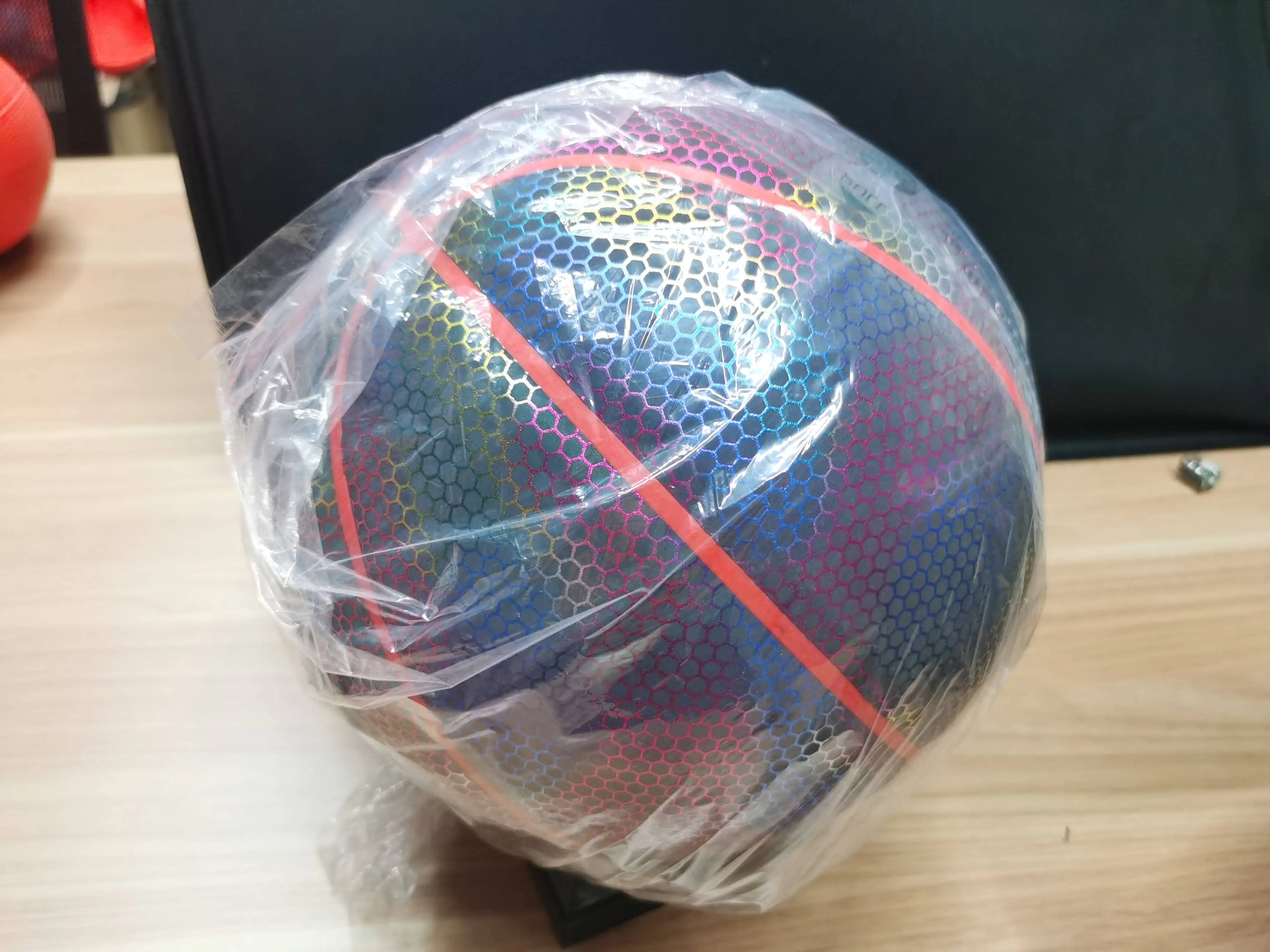 Pu Leather Custom Logo Size 7 Holographic Glowing Reflective Basketball ...