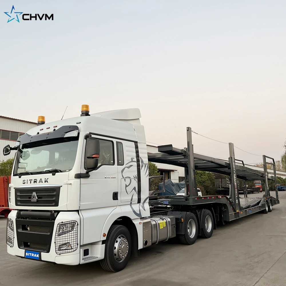 Double Deck Auto Transport Truck Trailer Car Carrier Semi Trailer For ...