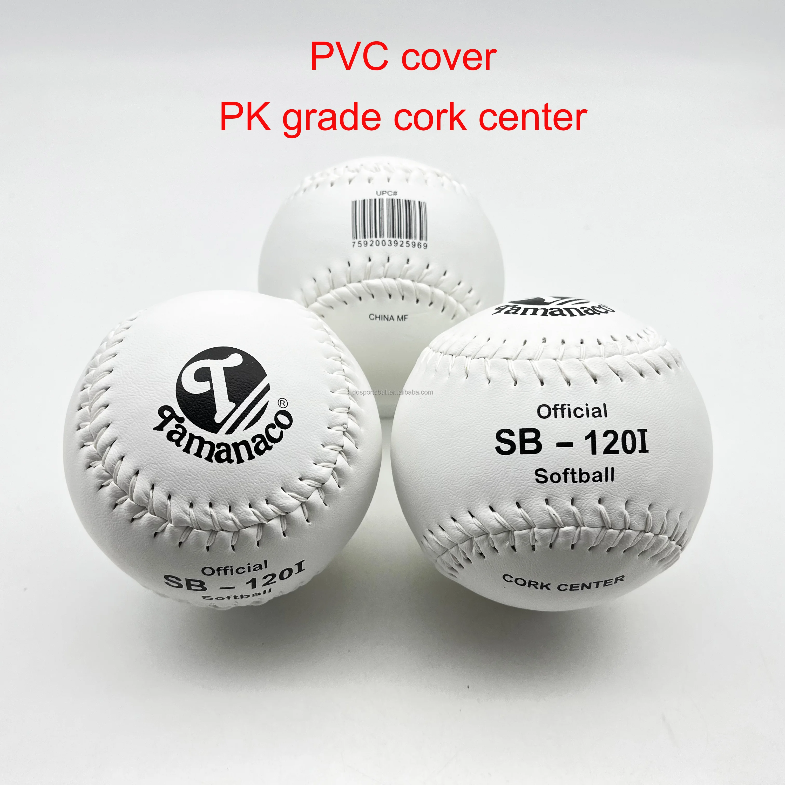 Premium 12 Inch Softball - White PVC Leather, Cork Filling