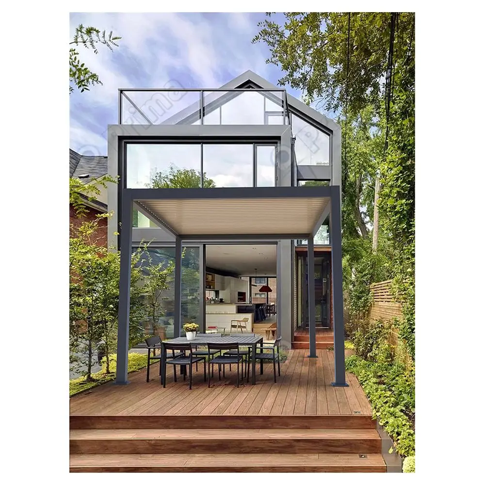 Prima Garden Louvre Motorized Pergola With Side Screens Aluminium ...