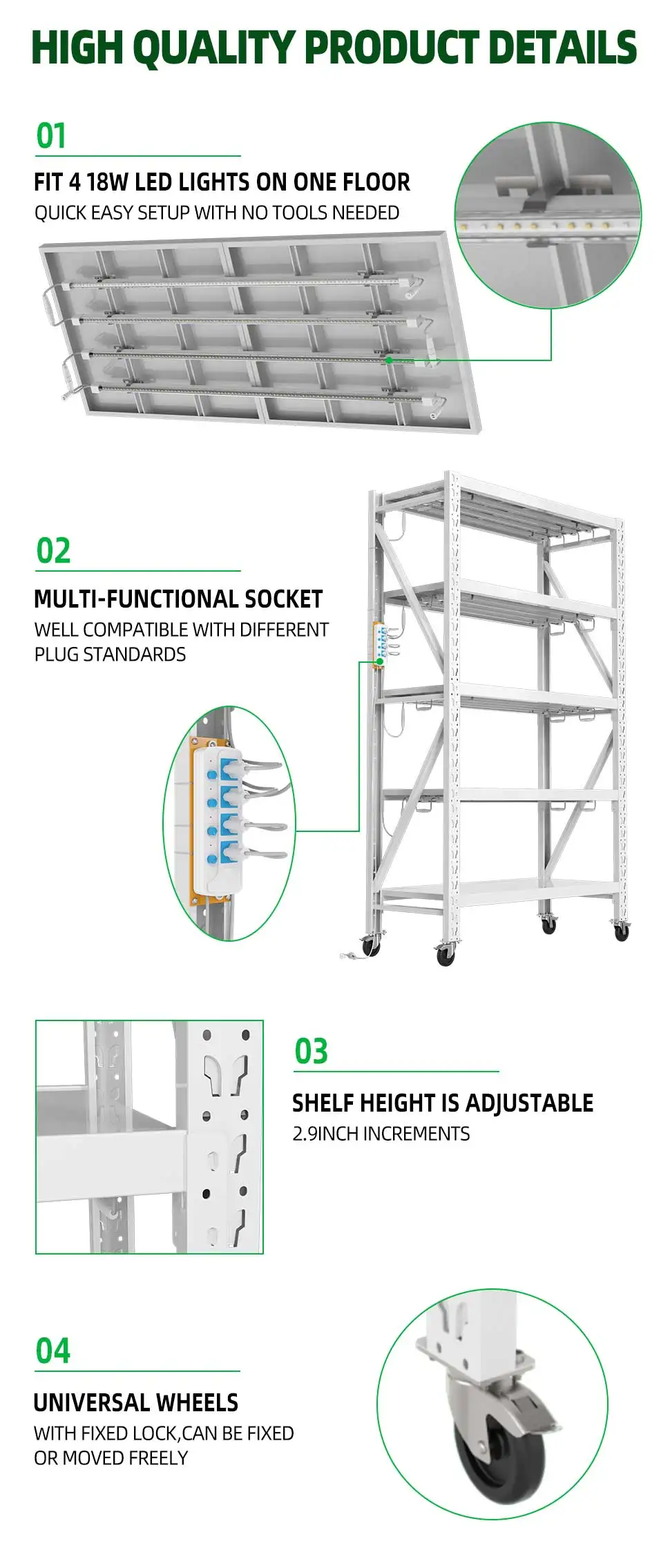 Durable 5 Layers Clone Shelf Hydroponic Grow Shelf Mobile Grow Vertical ...