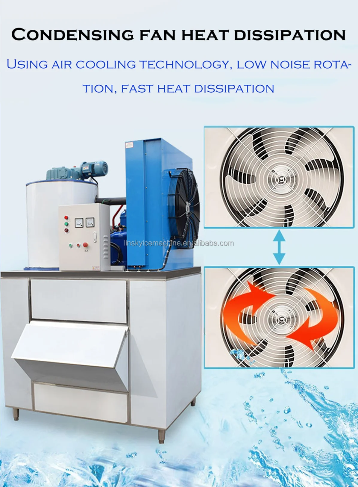 Flake Ice Machine with 1.5t Fish Frozen Flake Ice Machine
