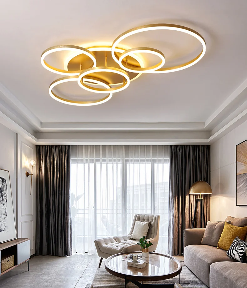 Modern Round Design Ceiling Lights For Living Room Bedroom Gold White ...