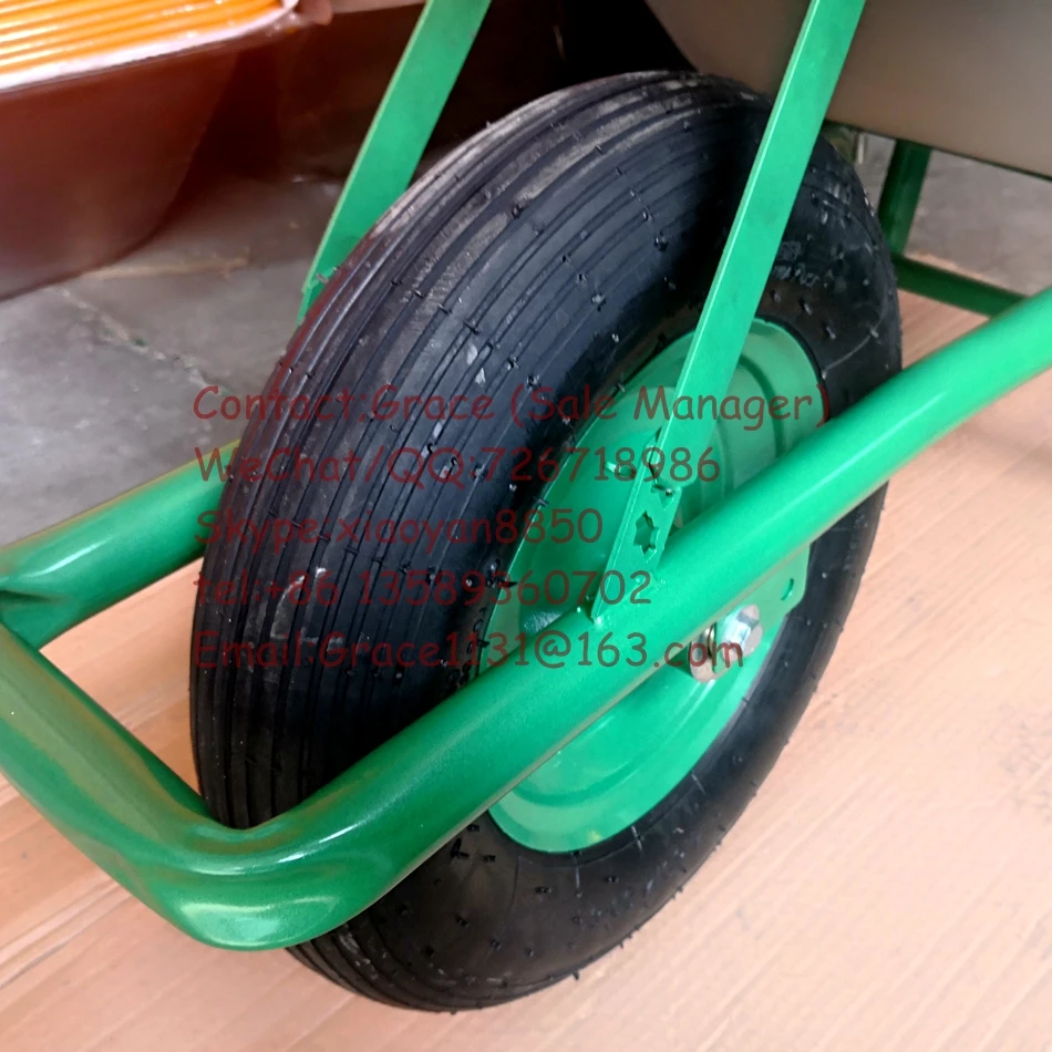 Heavy Duty 110L Max Load 200KG Galvanized Tray Wheelbarrow Metal Wheelbarrow for Construction ...