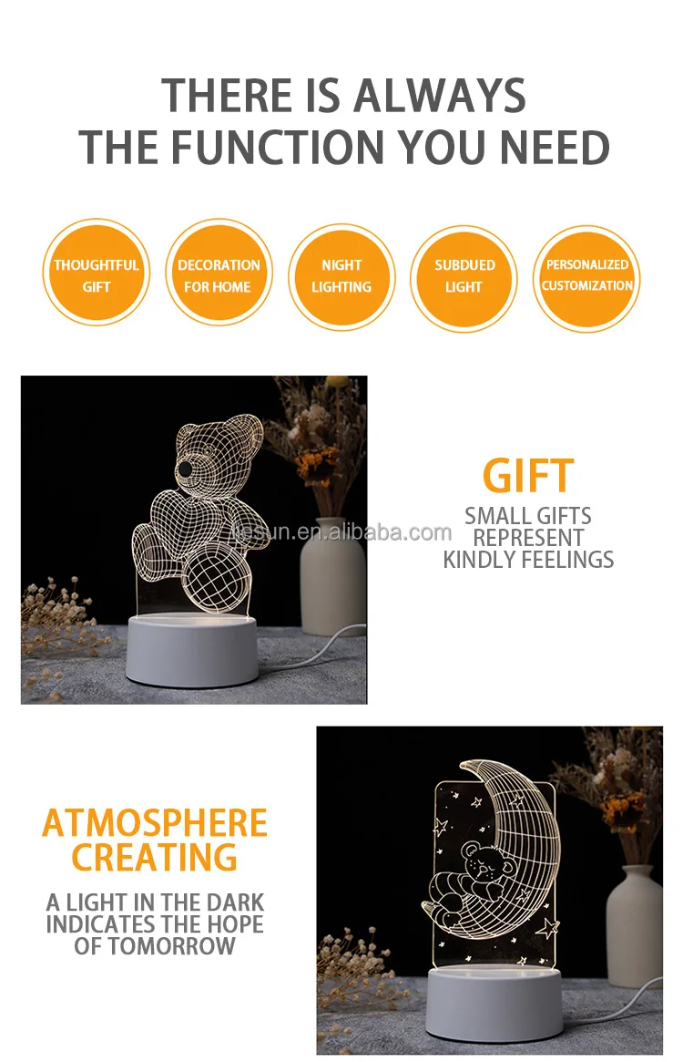 Customized Creative DIY Multi Color 3D Acrylic LED Night Light