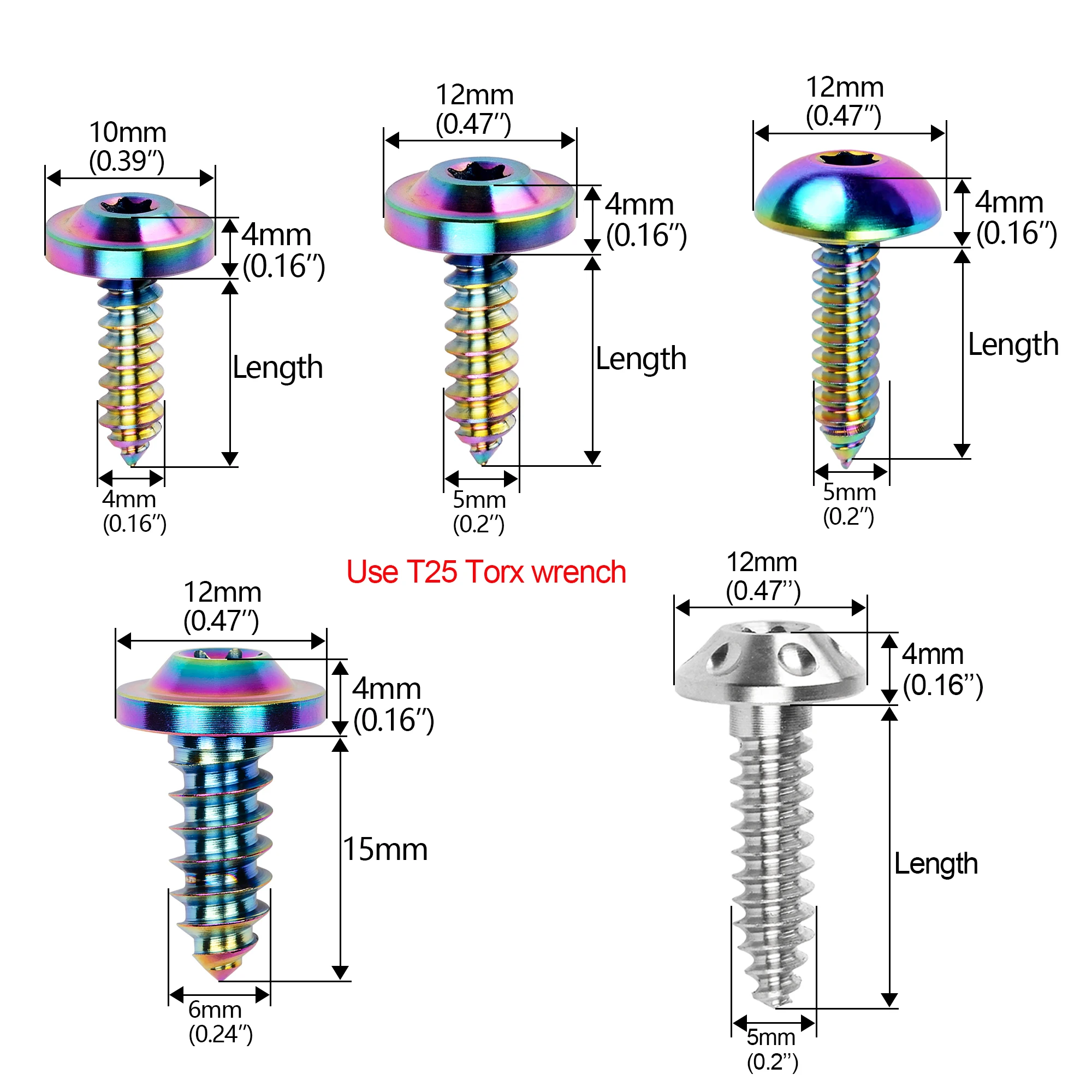 Wanyifa Titanium Bolt M4x15 20mm M5x15 17 20mm M6x15mm Self-tapping ...
