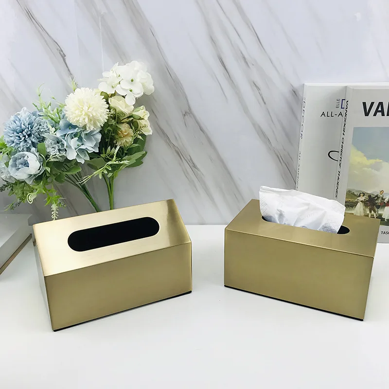 Luxury Rectangular Gold Tissue Box Brass Metal European Household Paper ...