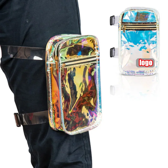 Customized Mobile Phone Storage PVC Leg Bag Fashion Ladies PVC Laser ...