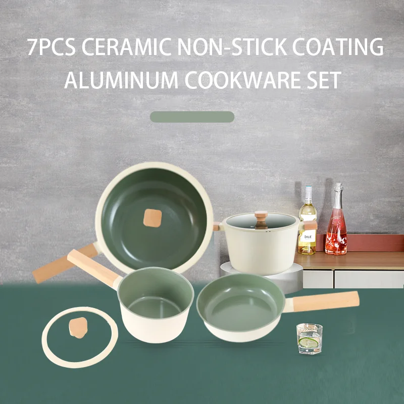Customized 7 Piece Korean Style Nonstick Marble Coating Aluminum ...