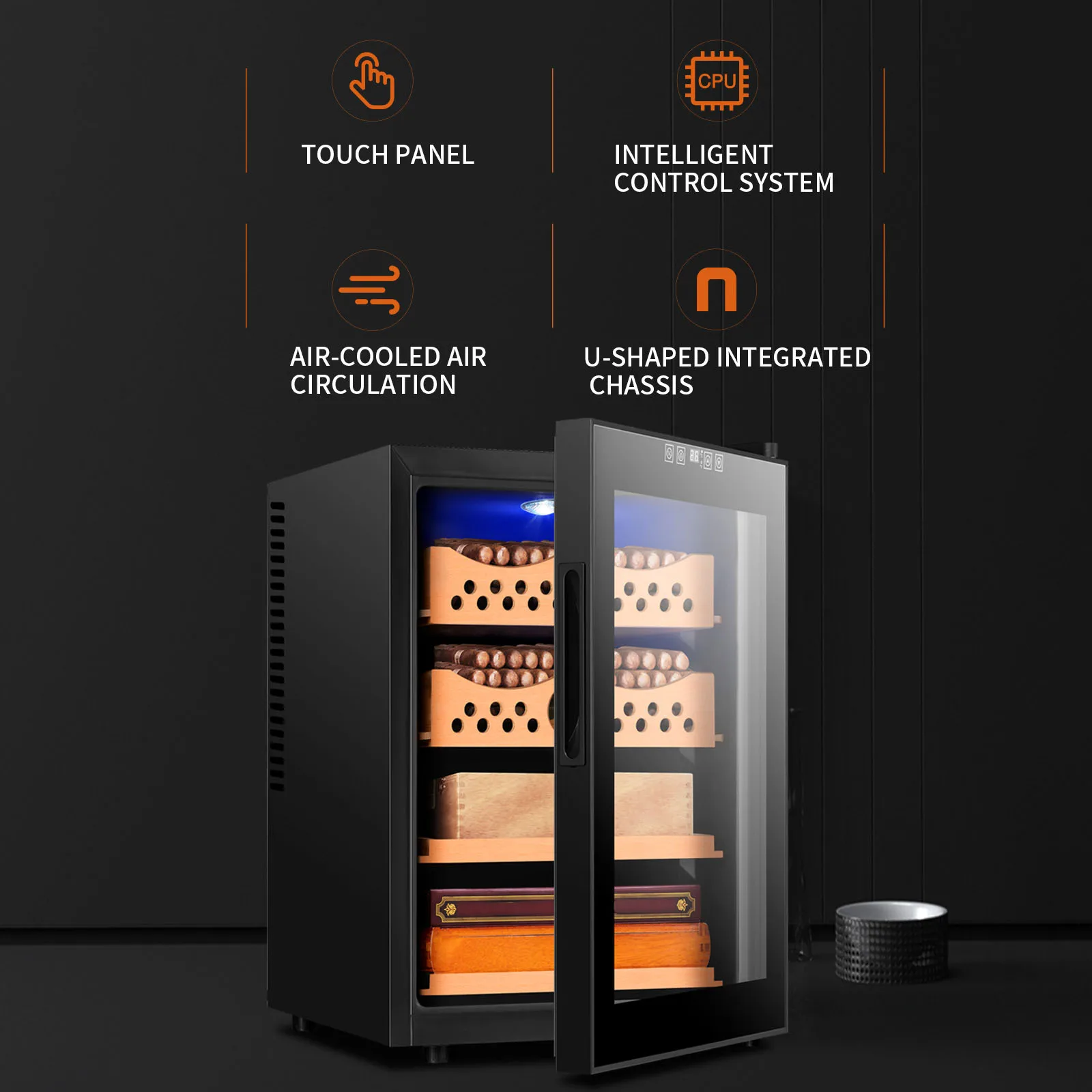 CIGARLOONG 50C Electronic Cigar Humidor Cabinet - Solid Wood, Cedar ...