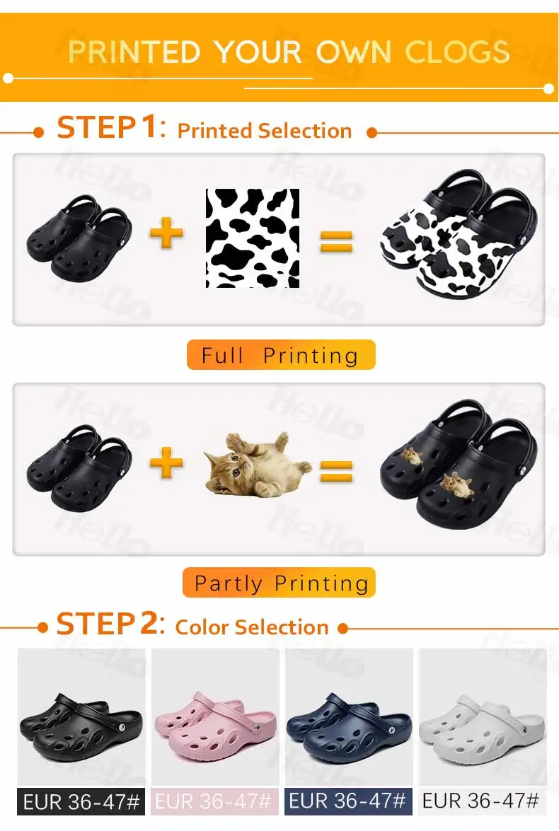 Hellosport Custom Design Men Clogs Sandals,Eva Black White Custom Clog ...