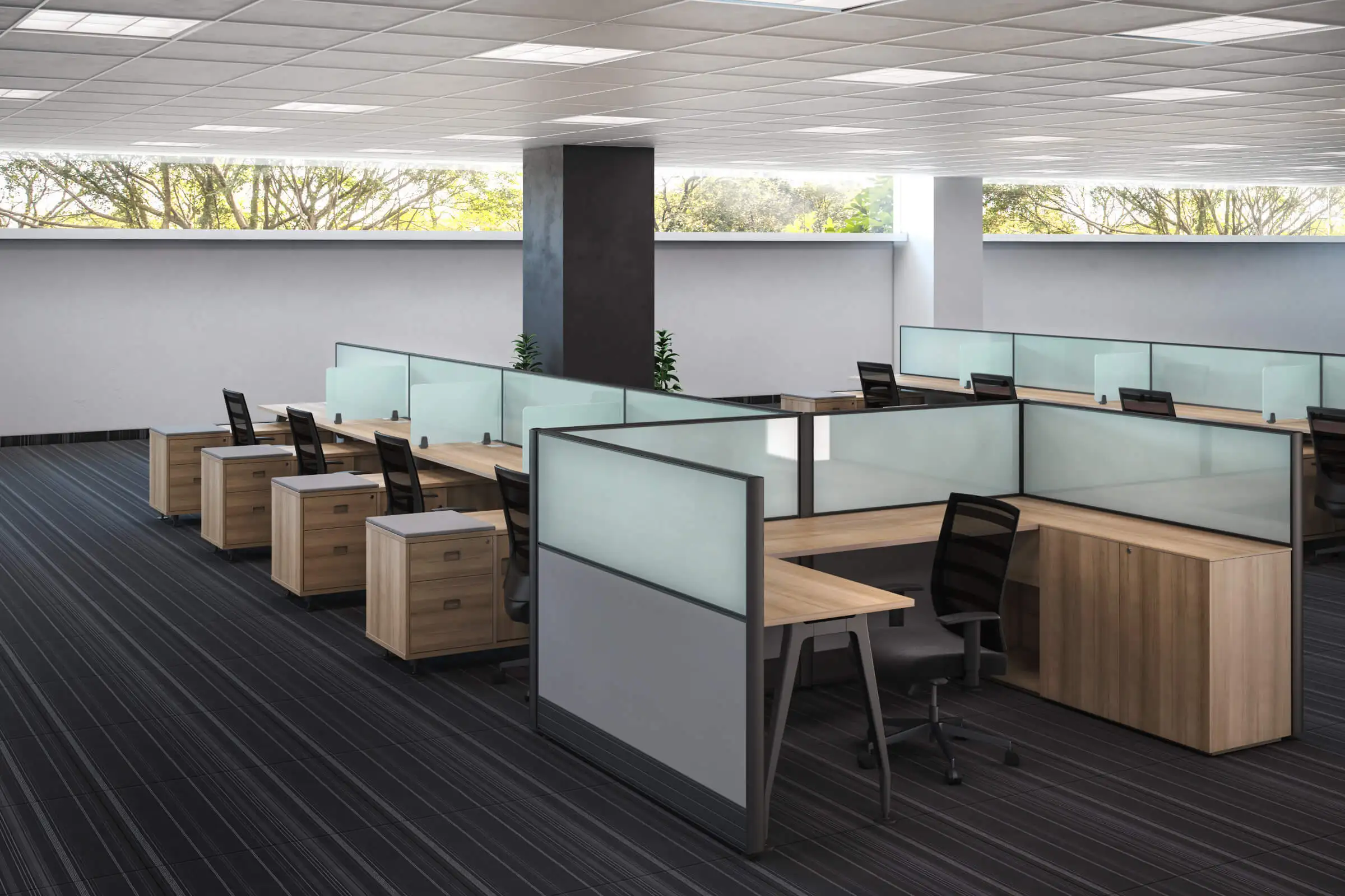 Fabric Upholstery Screen Office Cubicles L Shaped Modern Design High ...