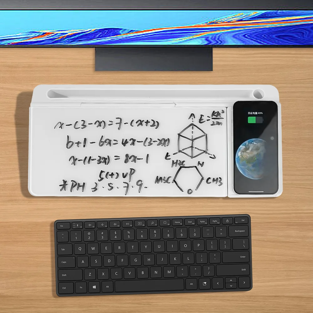 Black Dry Erase Computer Desk Pad Whiteboard Note Board Led Lighting ...