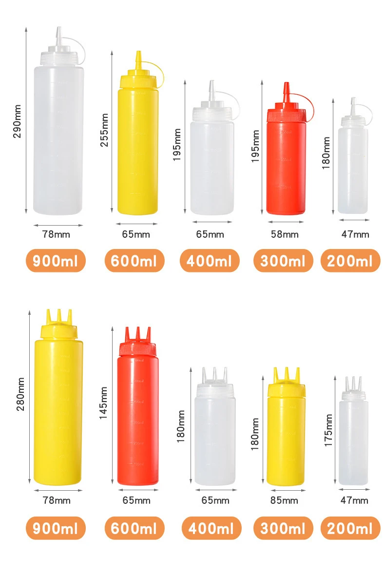 12 oz 16 oz 24 oz 36 oz Triple Tip Salad Dressing Ketchup Bottles ...
